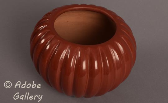 Angela Baca Southwest Indian Red Pottery Ribbed Melon C4748H - Adobe ...